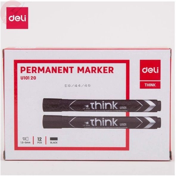 Deli Permanent Marker Chisel Black (12pcs/pack)