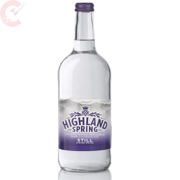 Highland Spring Still Water, Glass Bottle 750 ml (Pack of 12)