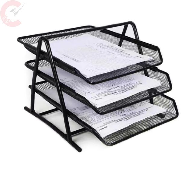 Partner Metal Mesh 3 Tier Document Tray, Black