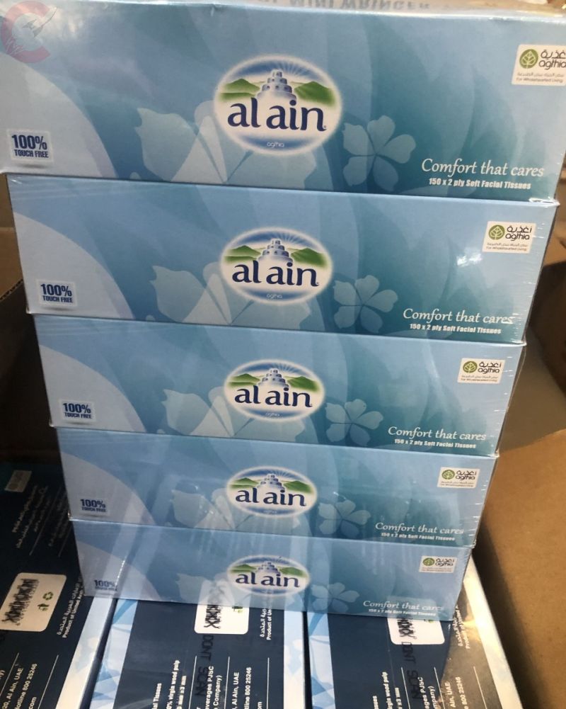 Al Ain Facial Tissues, 150 Sheets x 2 Ply, Pack of 5 Boxes